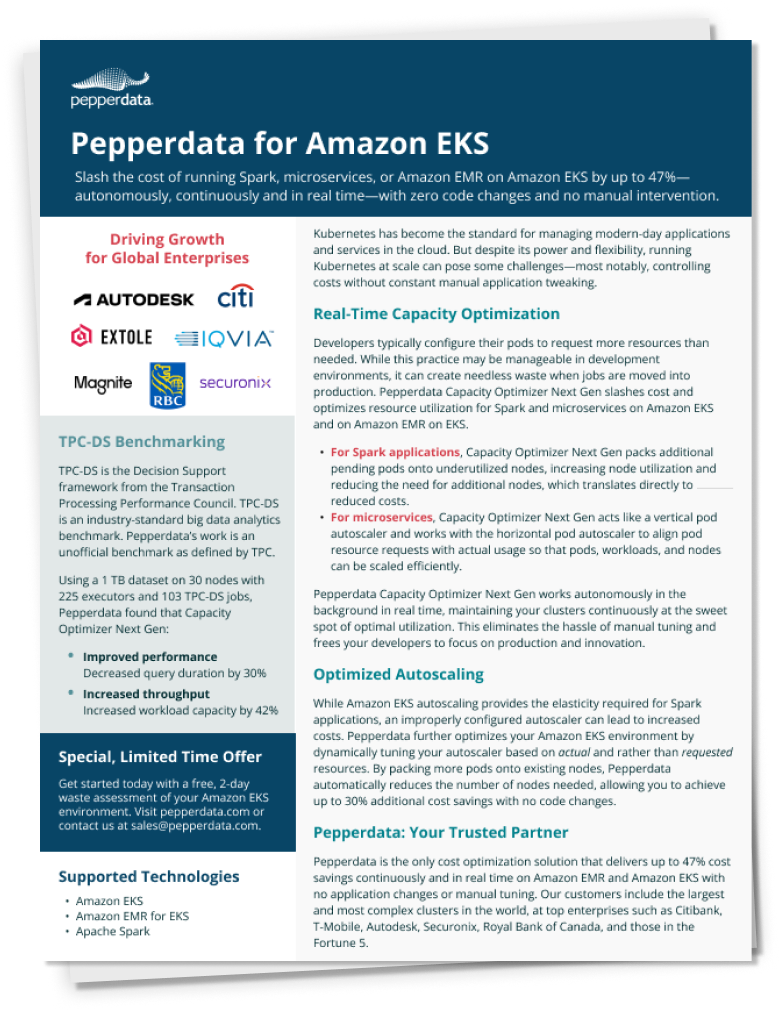Pepperdata for Amazon EKS Solution Brief | Pepperdata