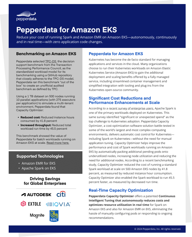 Pepperdata for Amazon EKS Solution Brief | Pepperdata